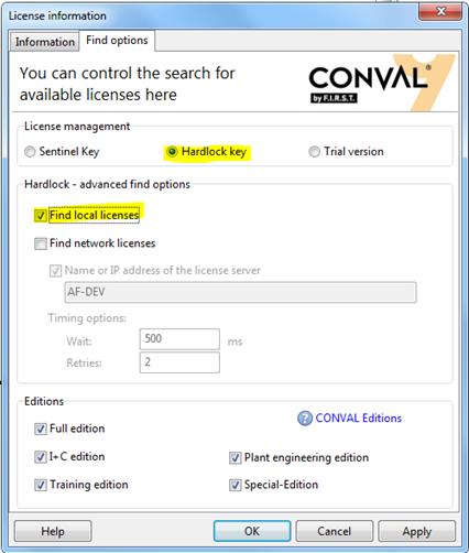 CONVAL LICENSING – HARDLOCK KEYS